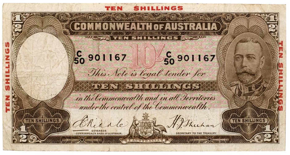 An Australian 1934 Ten Shilling Banknote Auction (0009-2554302) | Grays ...