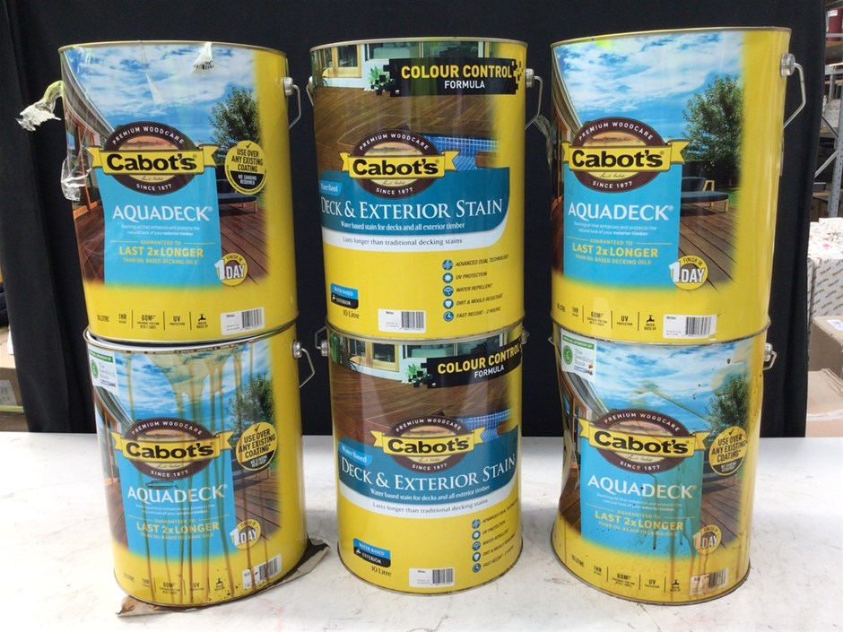 6 x Assorted 10 Litre Tins of Cabot’s Paint Auction (0037-3026293 ...