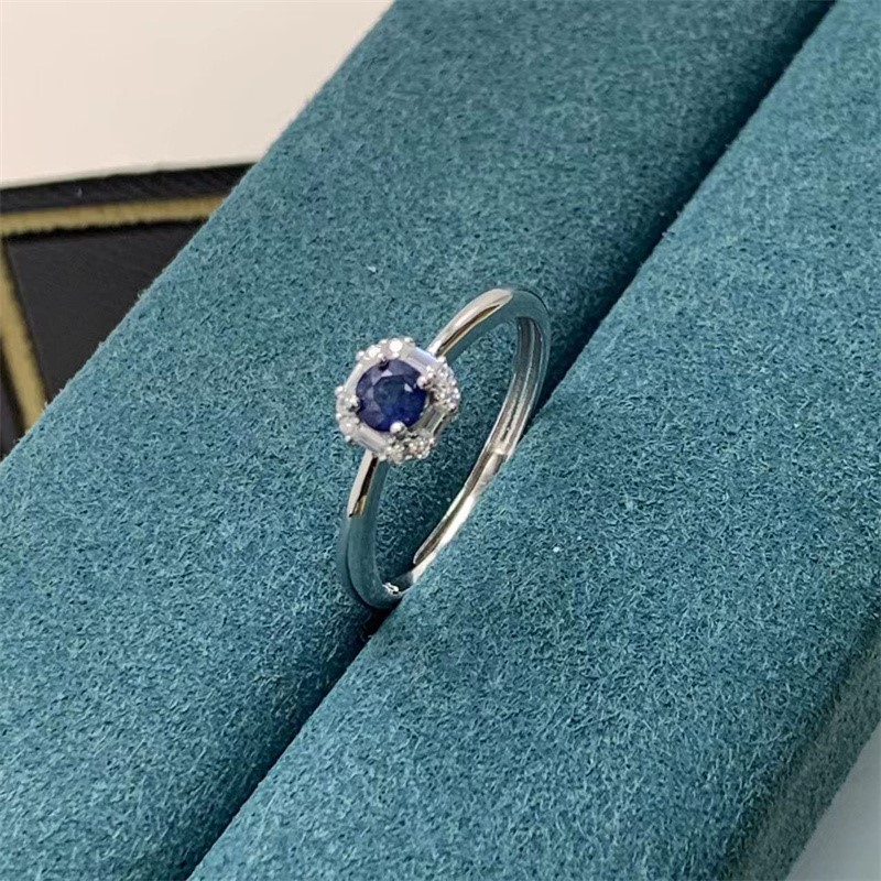 Elegant 18k White Gold Vermeil 1.00 Ct Sapphire Ring Resizable Auction ...