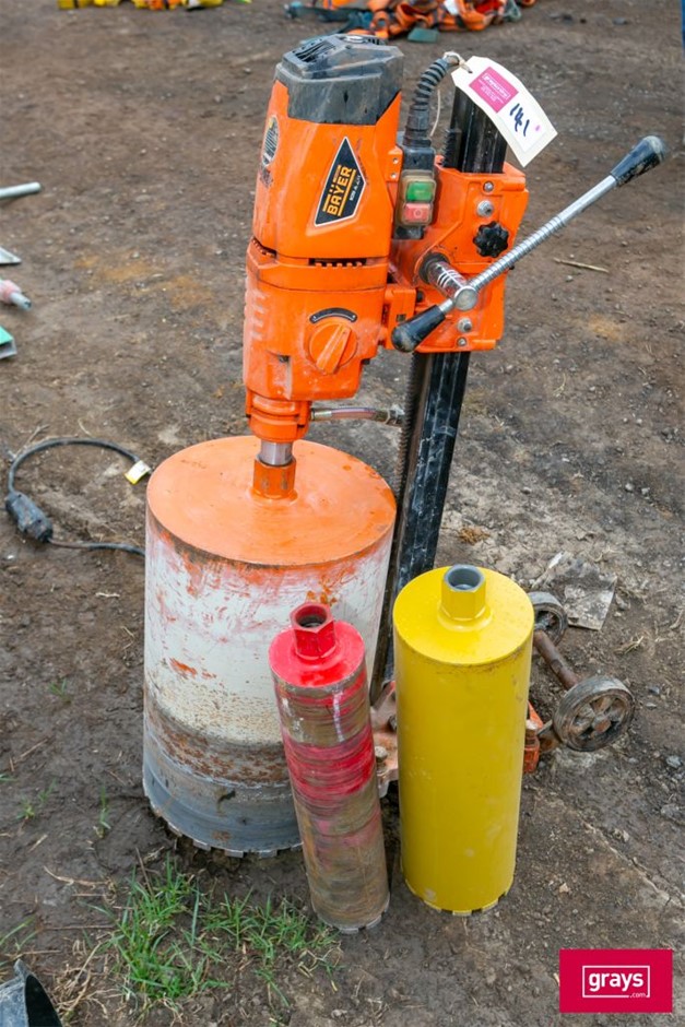 Bayer Concrete Core Drill With 3 X Core Drill Bits Auction 0141