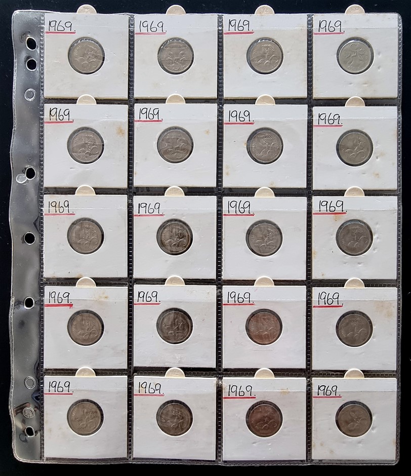 A Bulk Collection of Australian 1969 Five Cent Coins Auction (0022 ...
