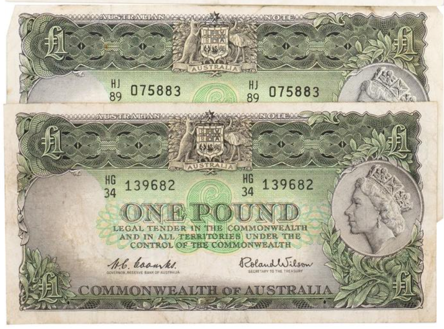 Collection Of 13 Assorted 1942-1949 Australian One Pound Banknotes ...