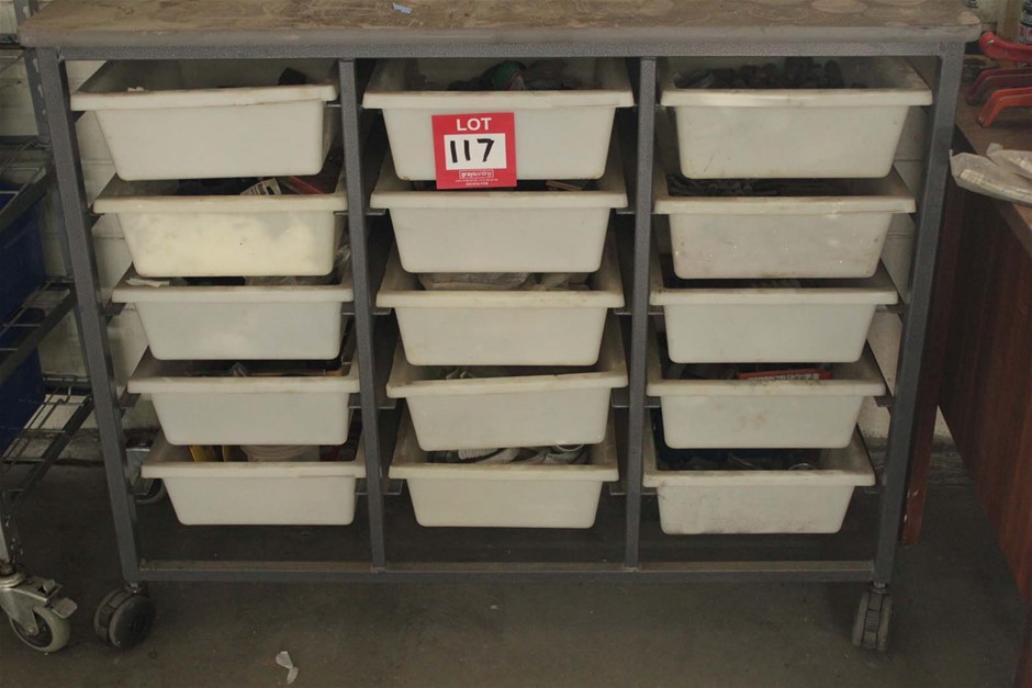 Racking System With Storage Tubs including Contents on Castor Wheels ...