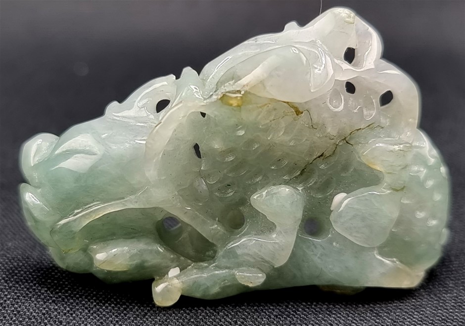 Antique Ornately Carved Green Jade Artifact Auction (0004-2555099 ...