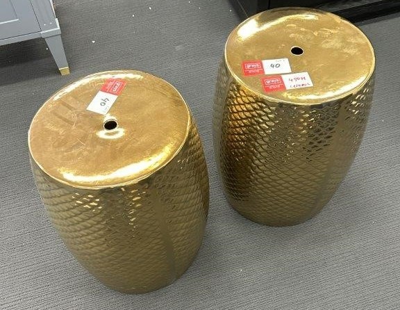 2 x Ceramic Gold Stools Auction (0040-5054171) | Grays Australia