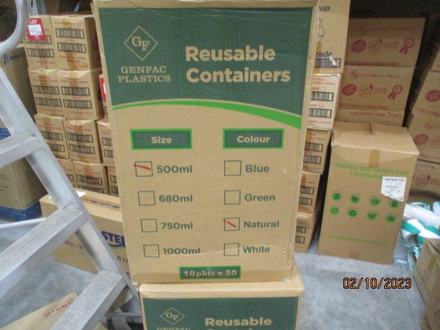 3 x Cartons Genfac Reusable 500ml Natural Containers Auction (0060 ...