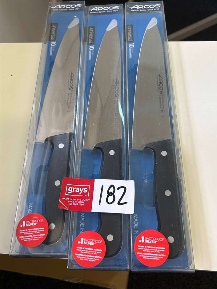 3 x ARCOS Chefs Knives in Original Package Auction (0182-5054266 ...