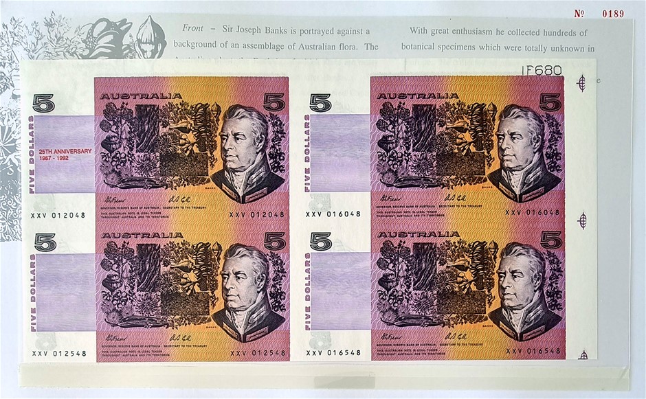 UNCUT SHEET OF AUSTRALIAN $5 BANKNOTES - LIMITED EDITION Auction (0001 ...