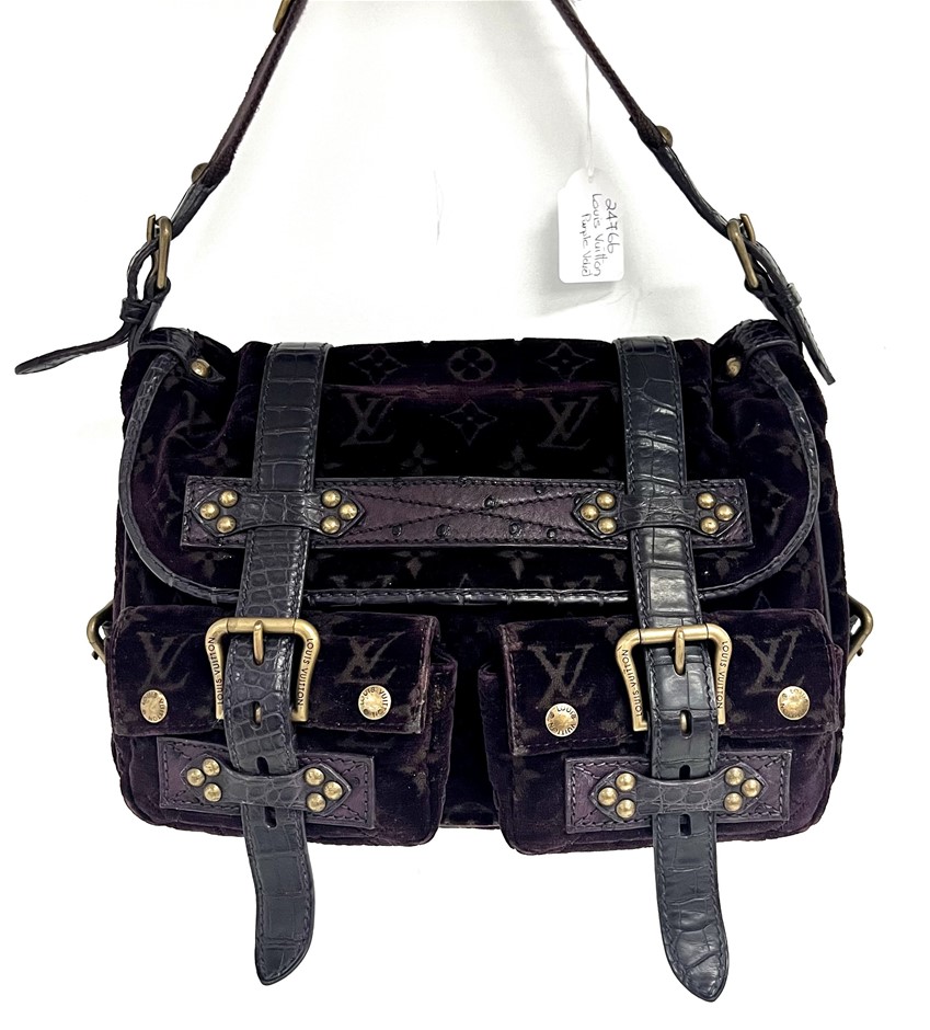 Louis Vuitton Limited Edition Purple Monogram Velour Clyde Mon Handbag ...