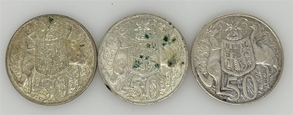 1966 Australian round 50c coin x 3 Auction (0475-2556092) | Grays Australia