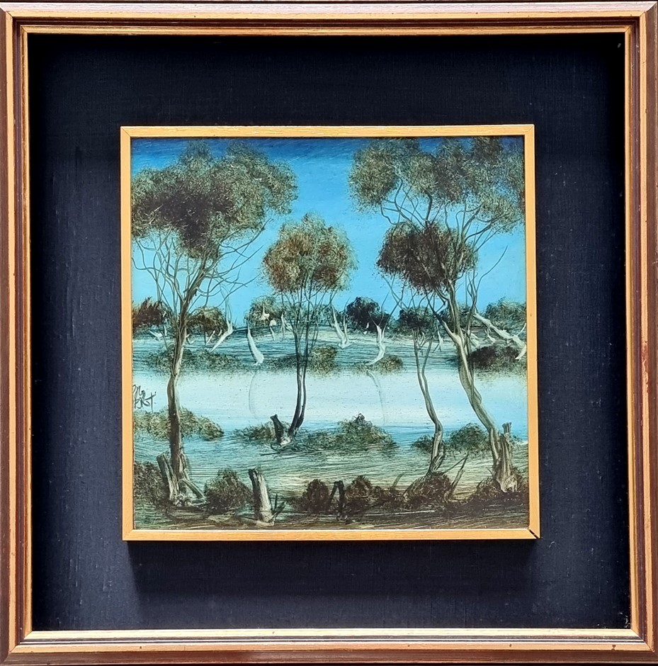 PRO HART (1928 - 2006), Large Original Acrylic Painting on Board ...