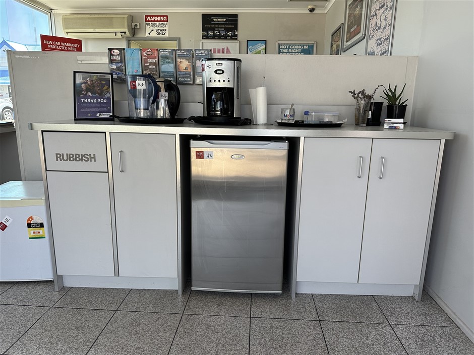 2 x Custom White Melamine Kitchen and Reception Benches Auction (0143 ...
