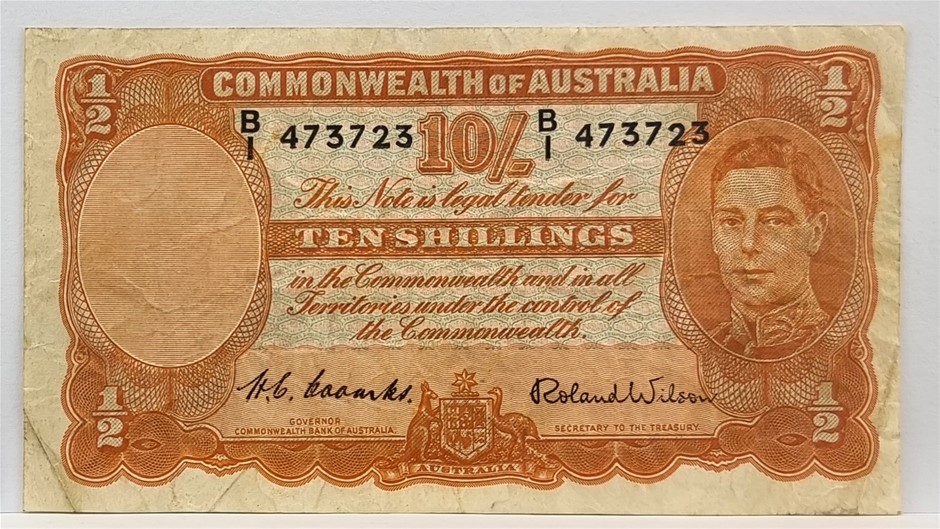 A 1952 AUSTRALIAN TEN SHILLING BANKNOTE Auction (0016-2556549) | Grays ...