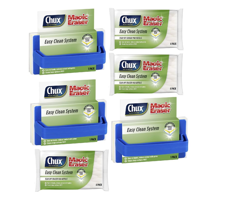 11 x CHUX Magic Erasers Products, Incl: 6 x Reusable Handle w/ Tear Off ...