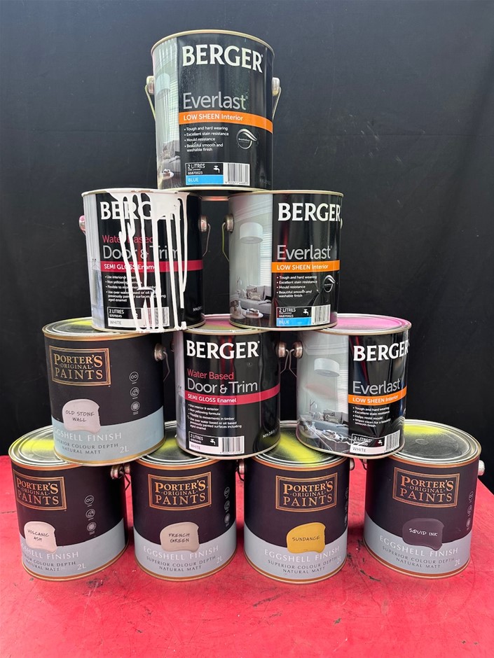 63 x 2 Litre Porters and Beger Paint Auction (0027-3027924) | Grays Australia