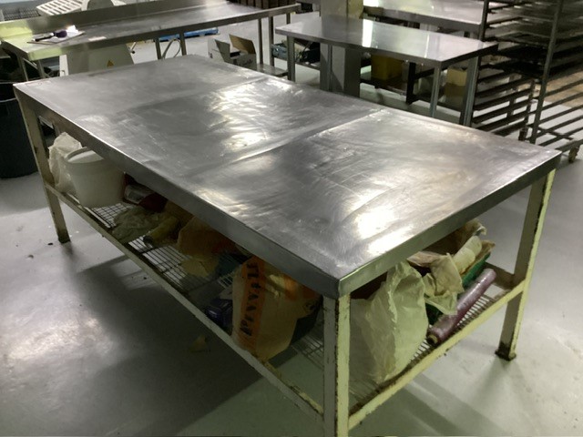 Stainless Steel Bench Top On Steel Frame Kitchen Preparation Bench ...