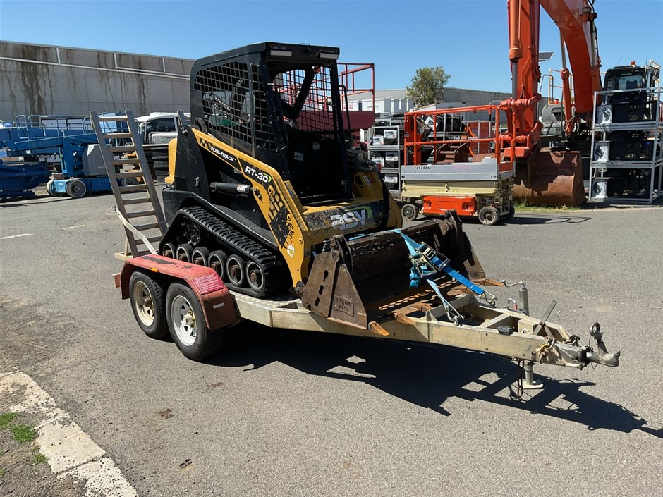 ASV RT30 Skid Steer Loader with Tandem Plant Trailer Combo Auction ...
