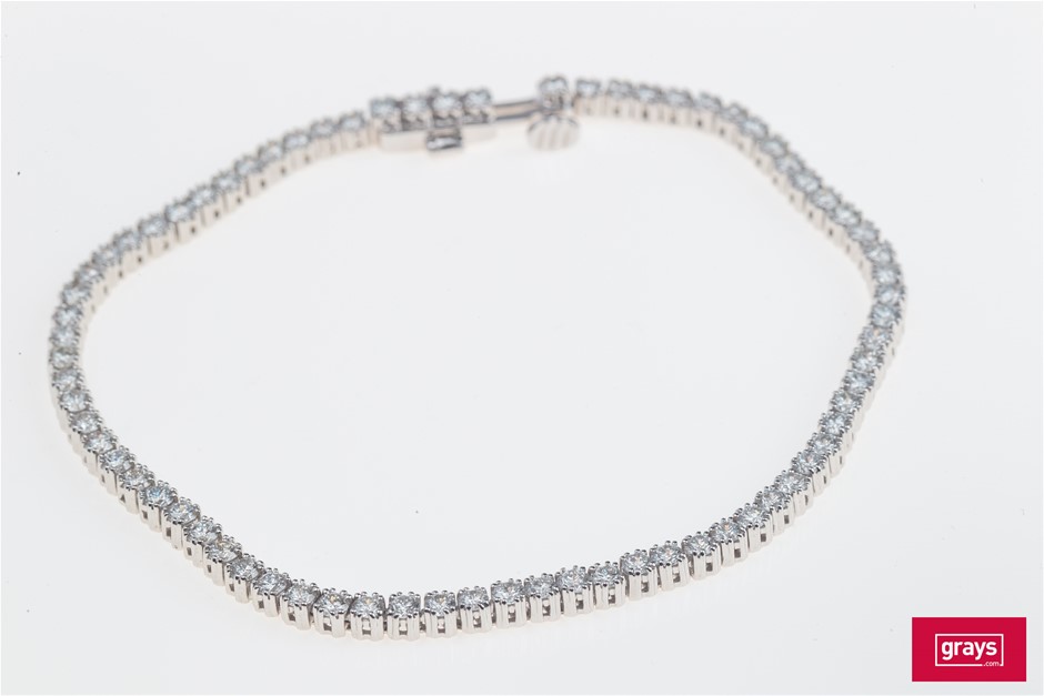 14ct WHITE GOLD LAB GROWN Dia GHSI 3CT TDW Tennis Bracelet Auction (0012-5055334) | Grays Australia