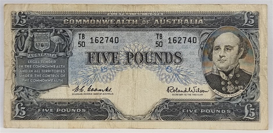 1960 AUSTRALIAN FIVE POUND BANKNOTE Auction (0011-2557934) | Grays ...