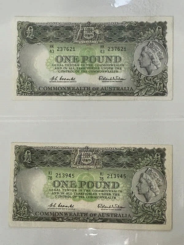 2 x Commonwealth of Australia Pre-Decimal One Pound Bank Notes Auction ...