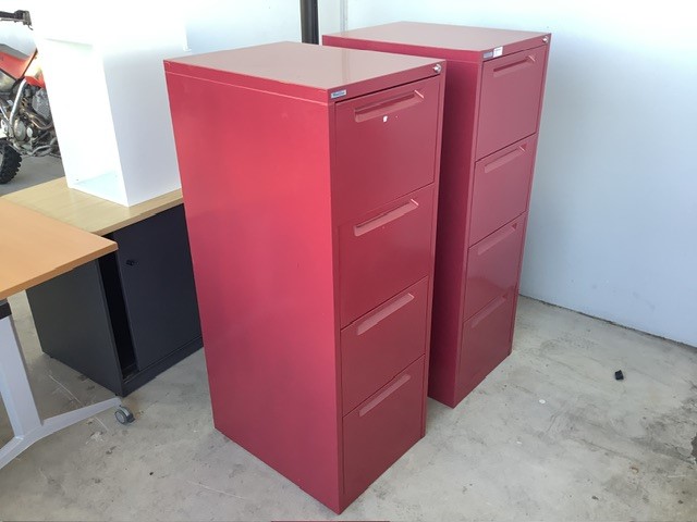 2x Red Filing Cabinets Auction (0035-9048855) | Grays Australia