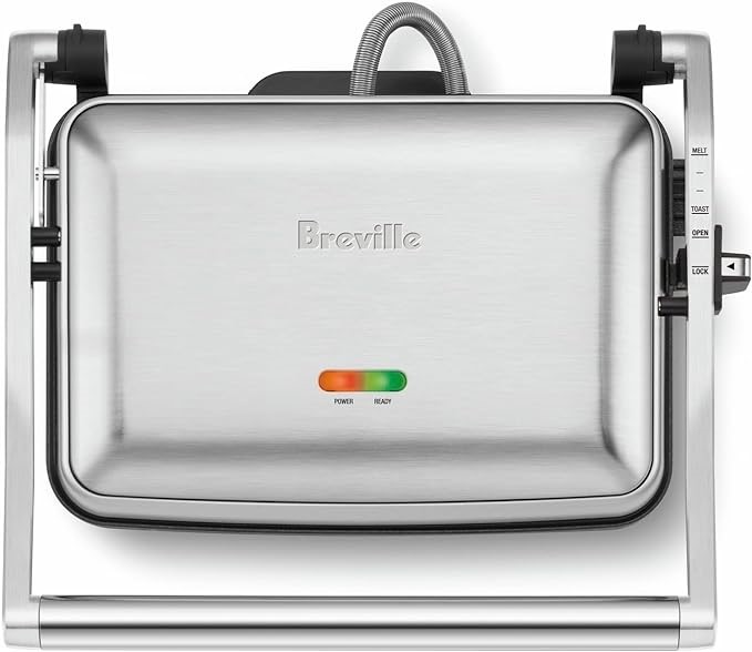 BREVILLE Toast and Melt 2-Slice Sandwich Press, Brushed Stainless Steel ...