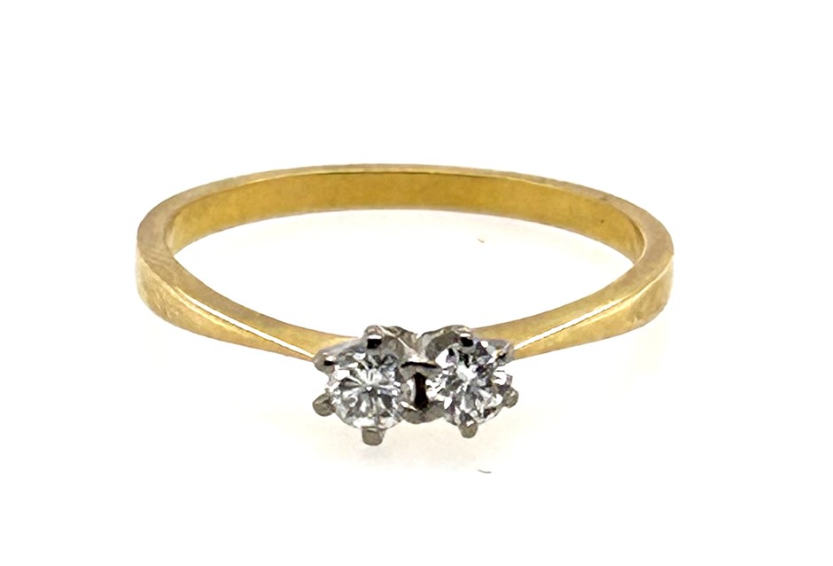 18ct Yellow Gold Two Diamond Ring Auction (0011-2558318) | Grays Australia