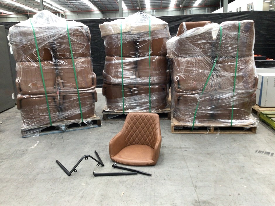 3 x Pallets of Brown Leather Look Chairs Auction (0001-3028711) | Grays ...