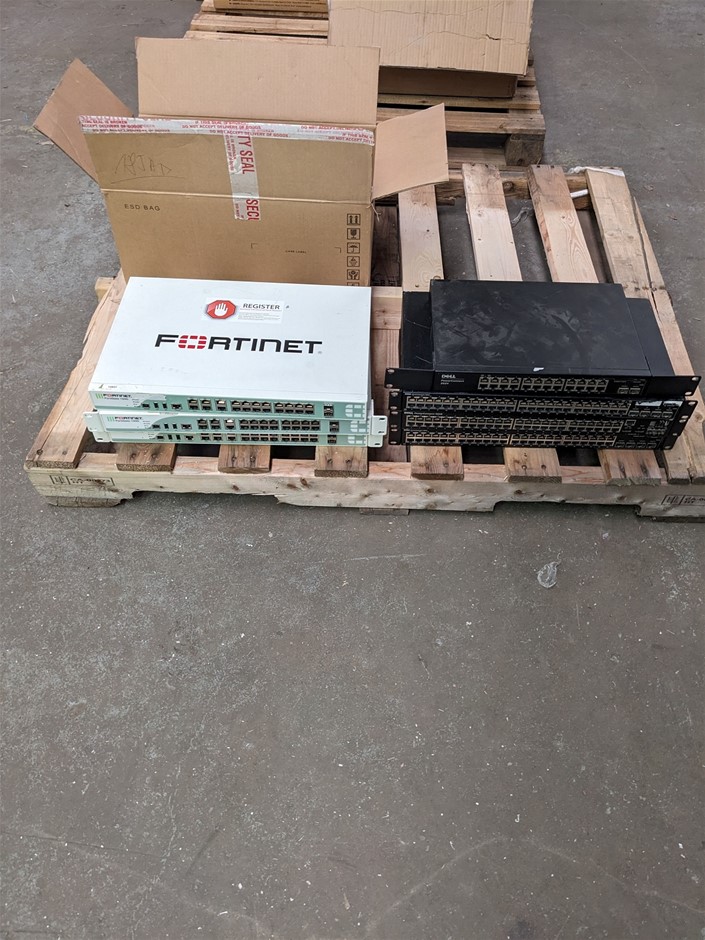 Pallet of Various Networking Equipment including Fortinet Firewall ...