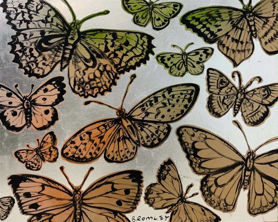 DAVID BROMLEY (1960 - ) Original Synthetic Polymer and Silver Leaf Painting Auction (0016 ...