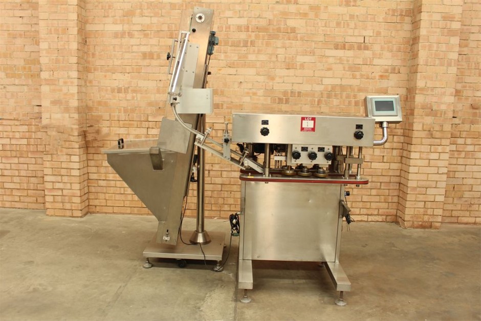 Capper Automatic Spindle Inline Type with Feeding Elevator, "Total ...