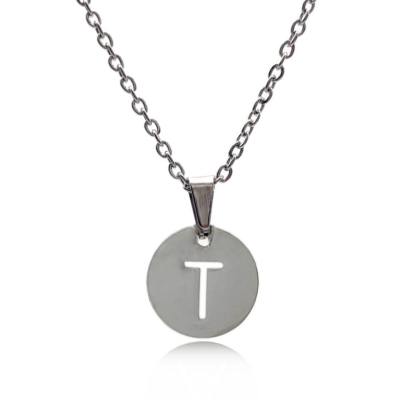 Personalized Letter 'T' Stainless Steel Pendant Necklace with 20 Inch ...