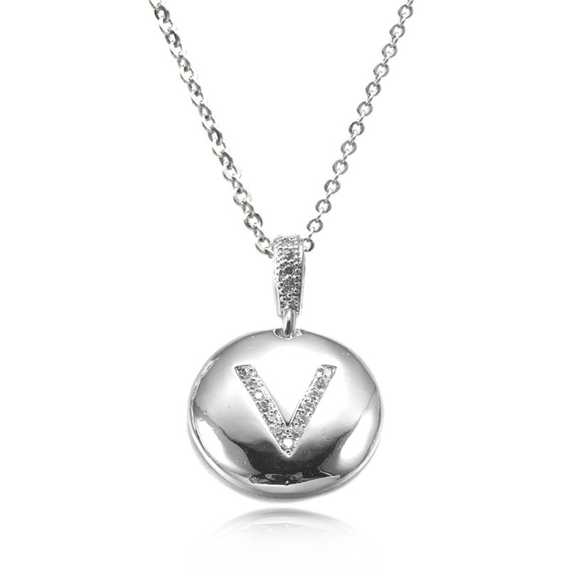 Personalized Letter 'V' Platinum Plated withJewelry Beads Pendant ...