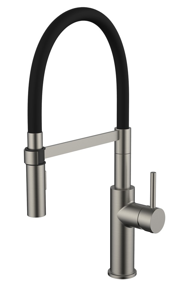 Monsoon Showers Kitchen Mixer Tap with Extendable Spray - Brushed ...