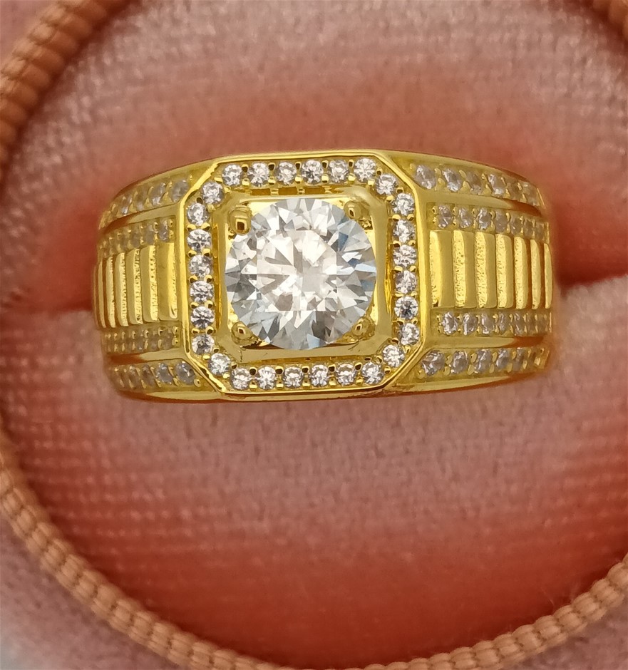 1.0CT GRA Flawless White Brilliant Cut Moissanite Ring in 925 Sterling ...