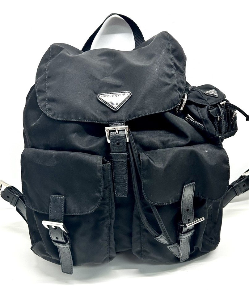 PRADA Milano Re-Nylon Backpack, black nylon with black leather trim ...