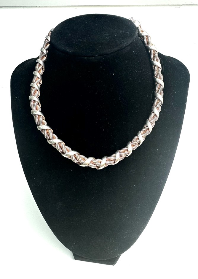 Sterling Silver Twist Link Chocker with Spring Ring Clasp Auction (0135 ...