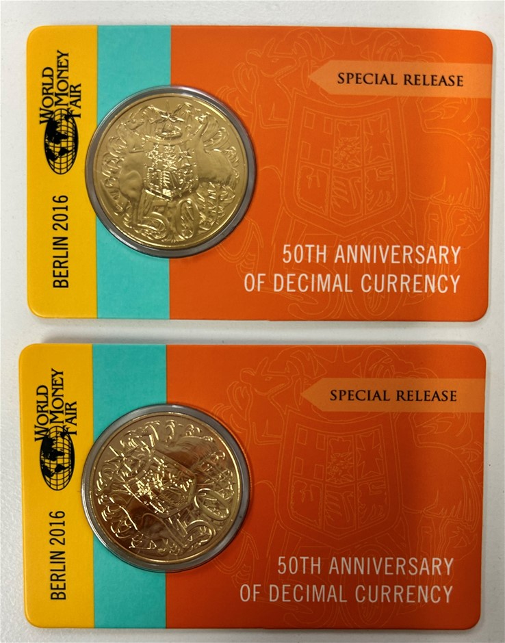 2x Special Release 2016 Round 50c Gold Plated Uncirculated `WMF`Privy ...