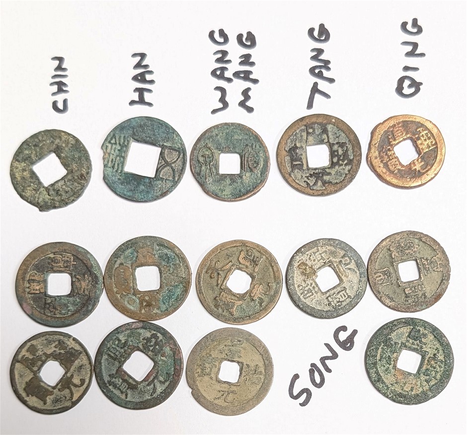 2000 year China coin collection Chin Han Hsin Tang Song Qing Dynasties ...