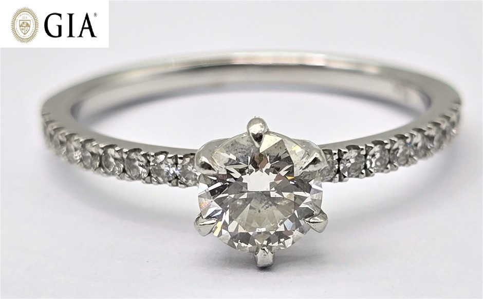 18 CARAT WHITE GOLD WITH GIA DIAMOND RING - VALUATION $12,492.00 ...