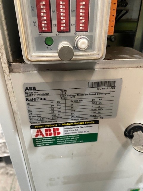 Switchboard: ABB Safe Plus Type V SG11-21 11KV Auction (0034-5057603) | Grays Australia