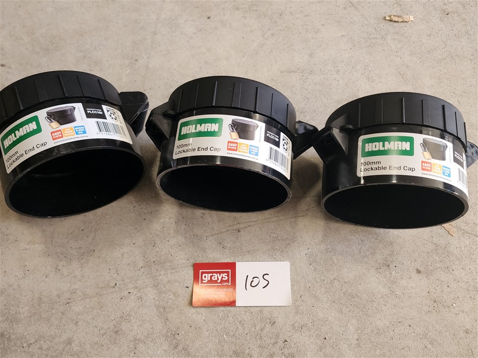 3x Holman 100mm Lockable End Cap Auction (0212-5058426) | Grays Australia