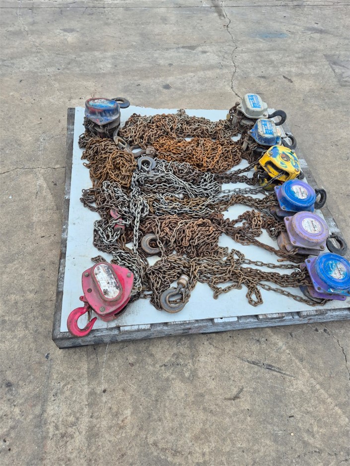 8x 1t block and tackle hoists Auction (0184-5057793) | Grays Australia