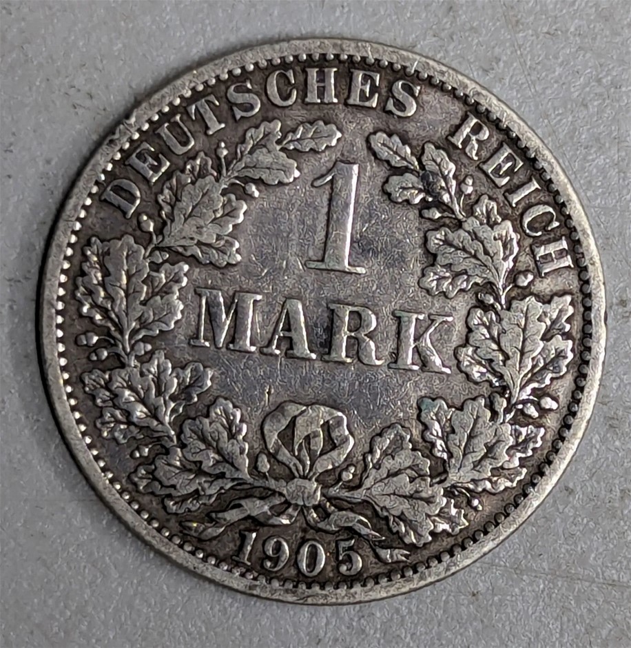 1905 Germany German Silver One Mark Coin Auction (0001-2561026) | Grays ...