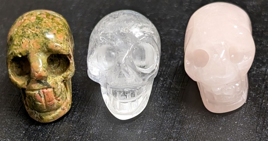 Three carved Stone skulls Auction (0006-2561384) | Grays Australia
