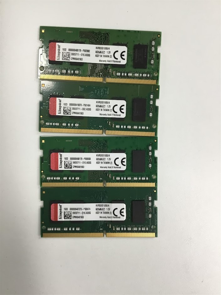 4*Kingston KVR26S19S6/4 4GB DDR4 Laptop Memory Auction (0007-2561442 ...