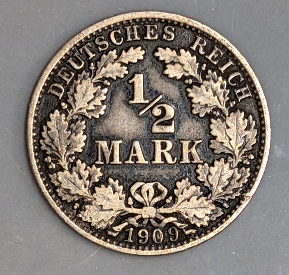 1909 GERMANY German Half Mark Silver Coin Auction (0011-2561583 ...