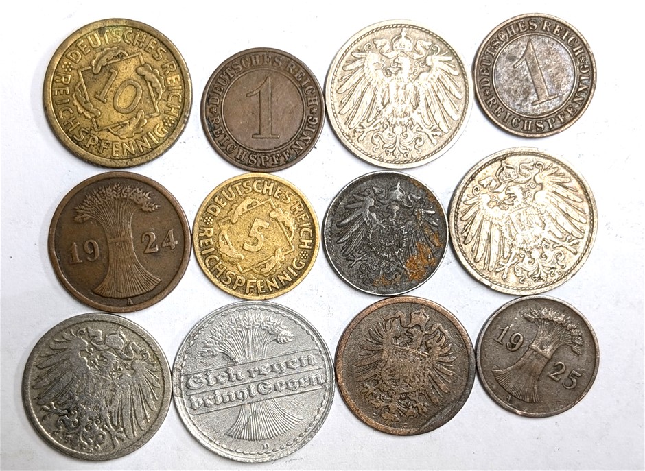 Coin collection of a dozen Pre WWII German GERMANY coins Auction (0031 ...