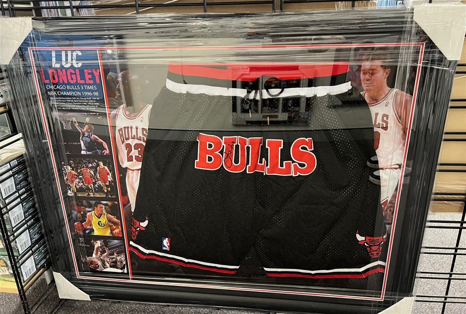 SIGNED LUC LONGLEY FRAMED SHORTS - CHICAGO BULLS 3 TIMES NBA CHAMPION ...