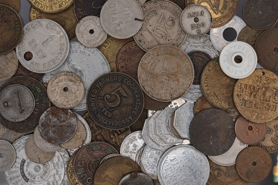 Approx. 87 x NZ assorted tokens incl. Various store tokens, milk, bread ...